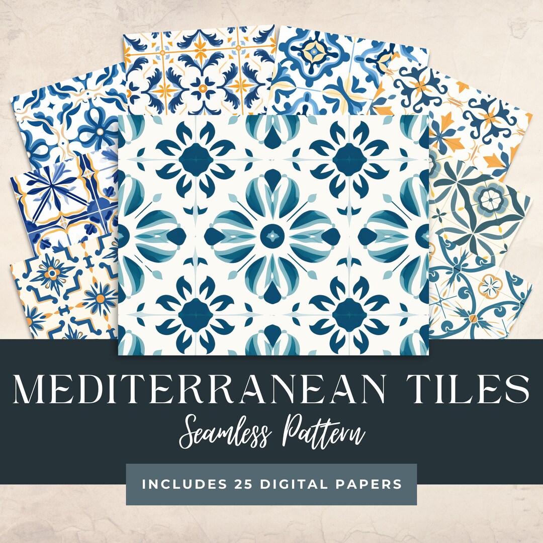 Mediterranean Tile Clipart, Amalfi Coast, Portuguese Azulejo (digital ...