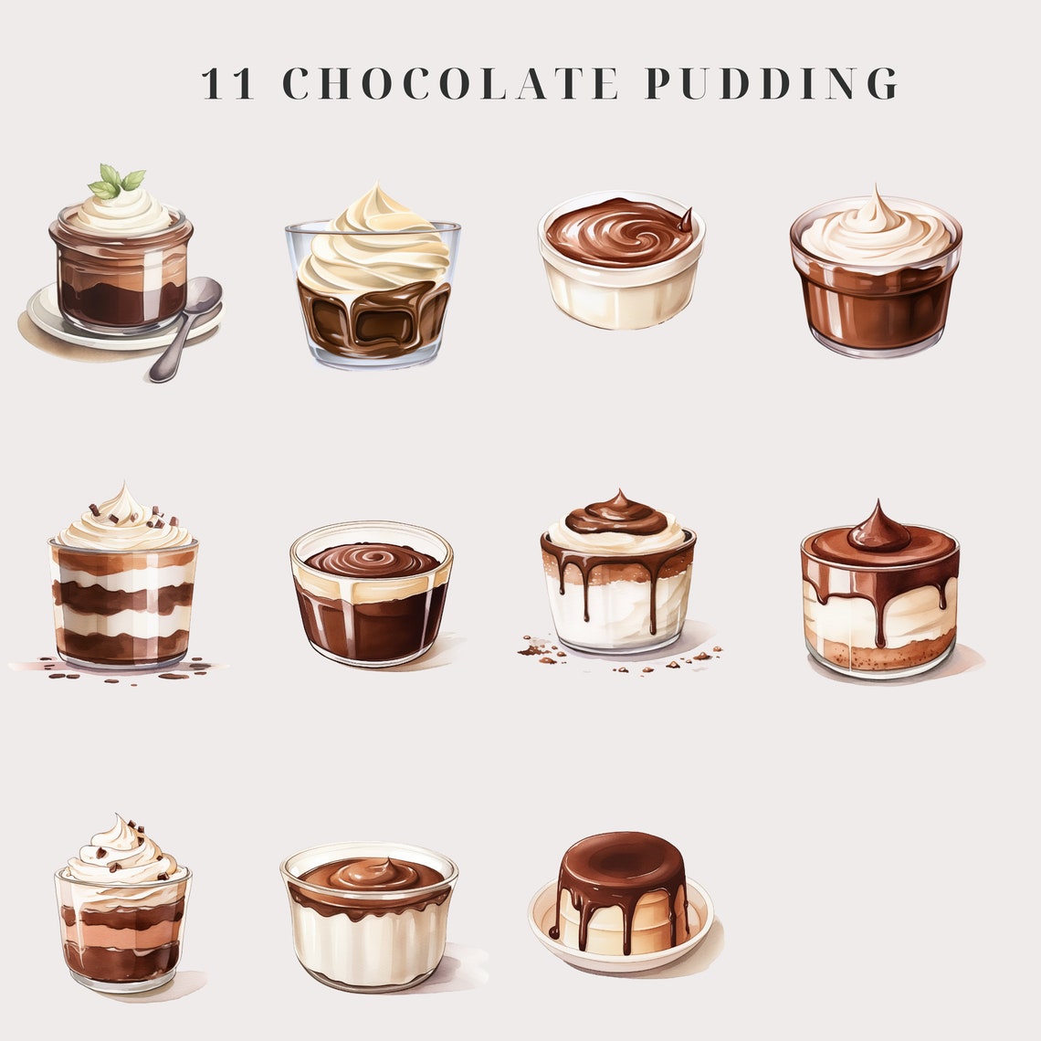 Watercolour Chocolate Pudding Clipart PNG, Commercial Use, Christmas ...