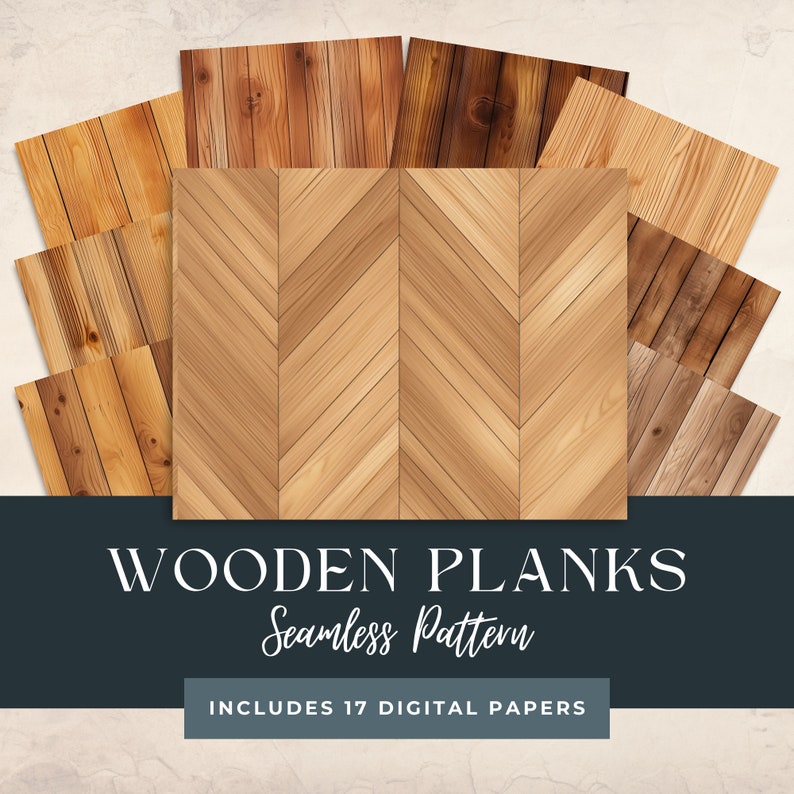 Wood Grain Planks Digital Paper, Seamless Rustic Wood Pattern ...