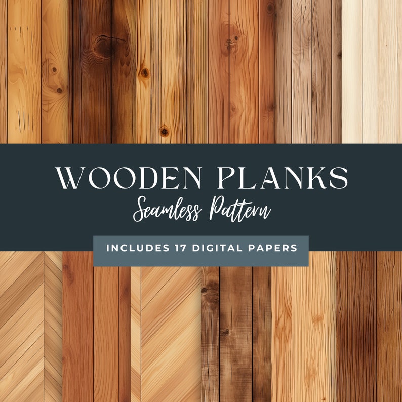 Wood Grain Planks Digital Paper, Seamless Rustic Wood Pattern ...