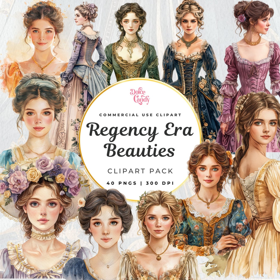 Regency Era Beauty, Watercolour Clipart, Victorian, Vintage Lady ...