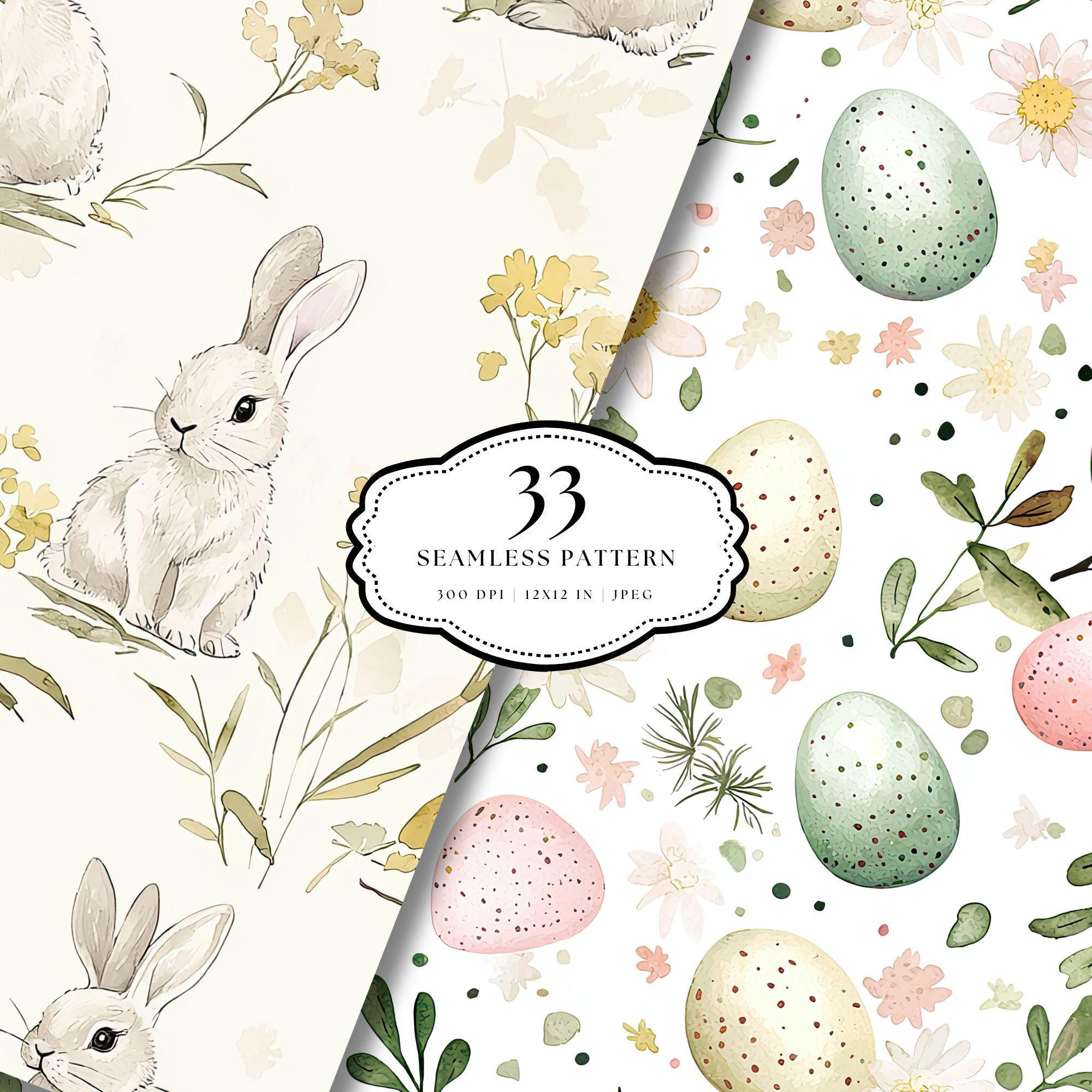 Pastel Easter Digital Paper Pack, Bunny and Egg Patterns (digital ...