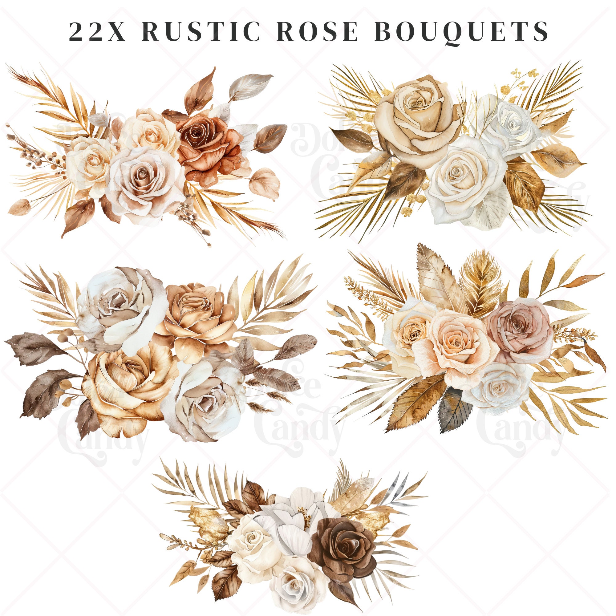 Watercolour Boho Fall Floral Bouquet Clipart, Bohemian Flower, Autumn ...