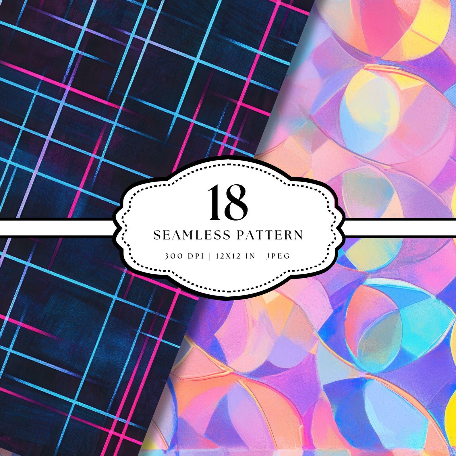 Neon Glow Digital Paper Pack, Futuristic Cyberpunk Backgrounds ...