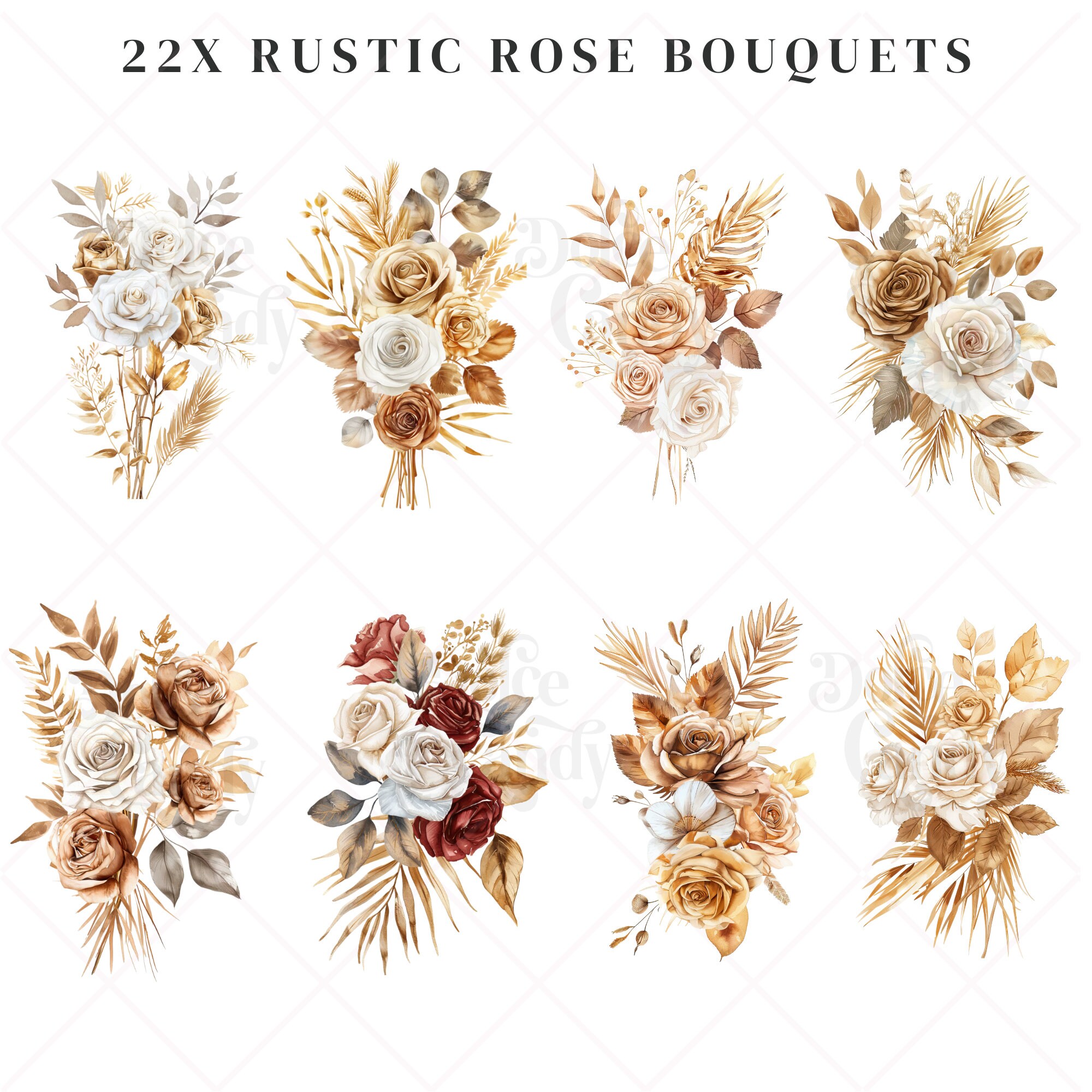 Watercolour Boho Fall Floral Bouquet Clipart, Bohemian Flower, Autumn ...