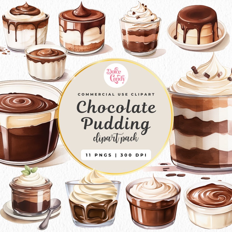 Watercolour Chocolate Pudding Clipart PNG, Commercial Use, Christmas ...