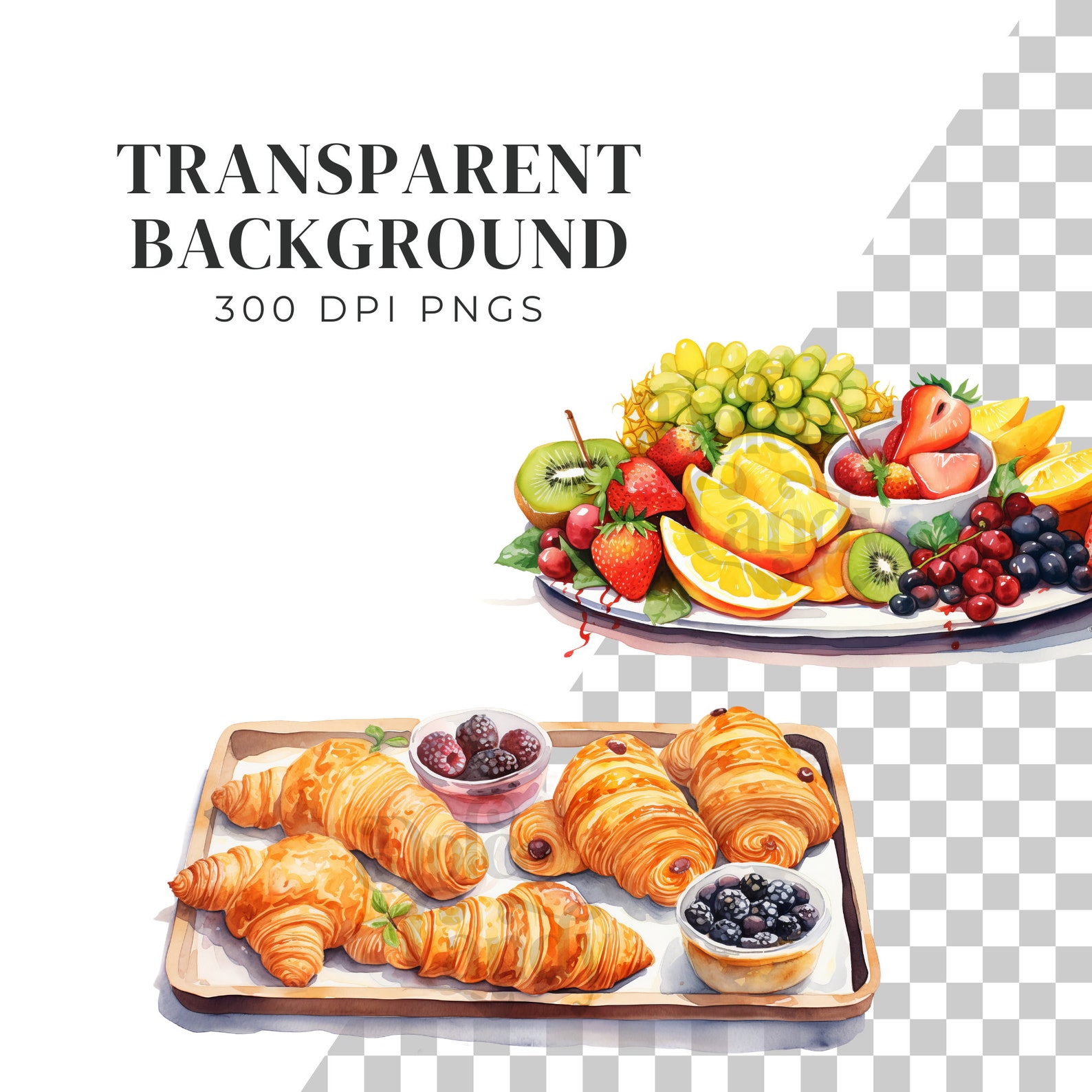 Watercolour Brunch Clipart Graphics, Coffee, Mimosas, Orange Juice ...