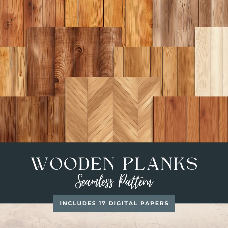 Wood Grain Planks Digital Paper, Seamless Rustic Wood Pattern ...