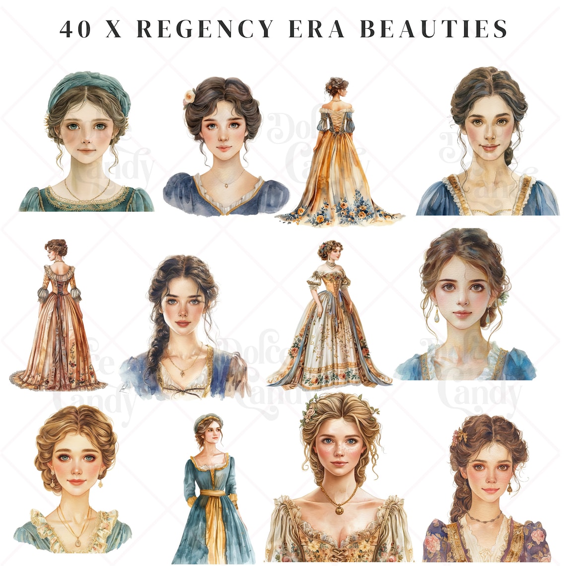 Regency Era Beauty, Watercolour Clipart, Victorian, Vintage Lady ...