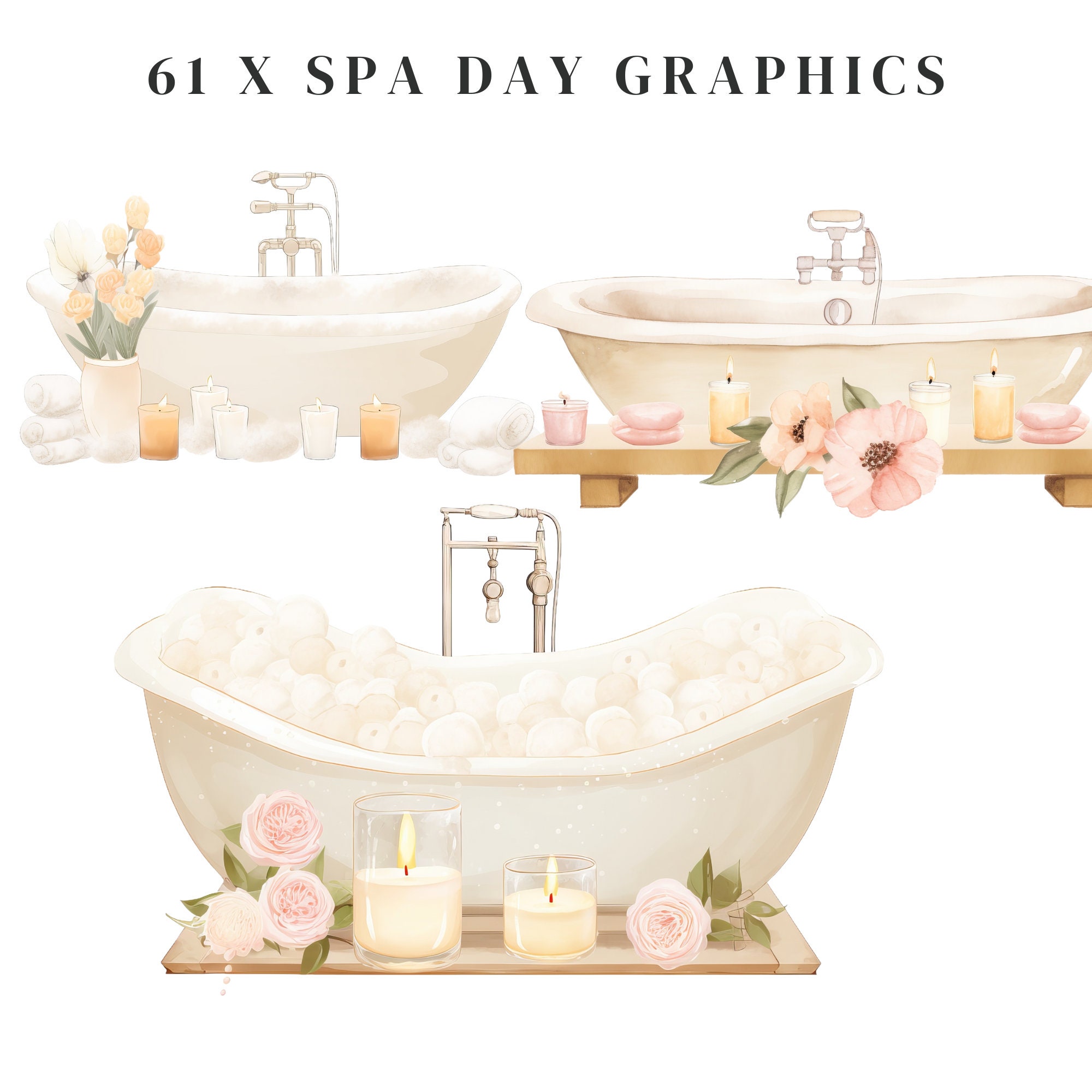 Watercolour Luxury Spa Day Clipart, Cozy Self Care, Manicure Clipart ...