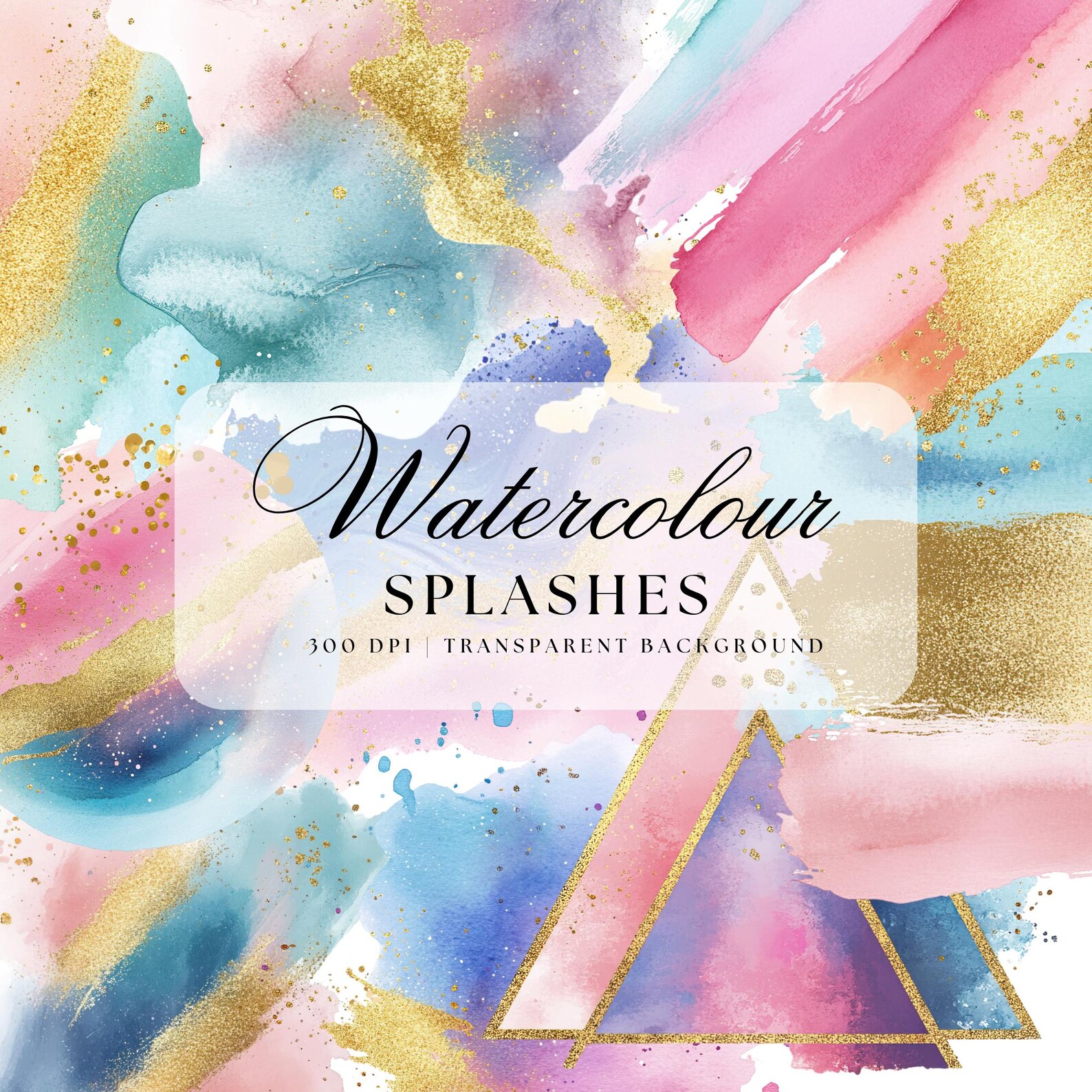 Pastel Gold Glitter Watercolour Splashes, Watercolour Washes, Gold ...