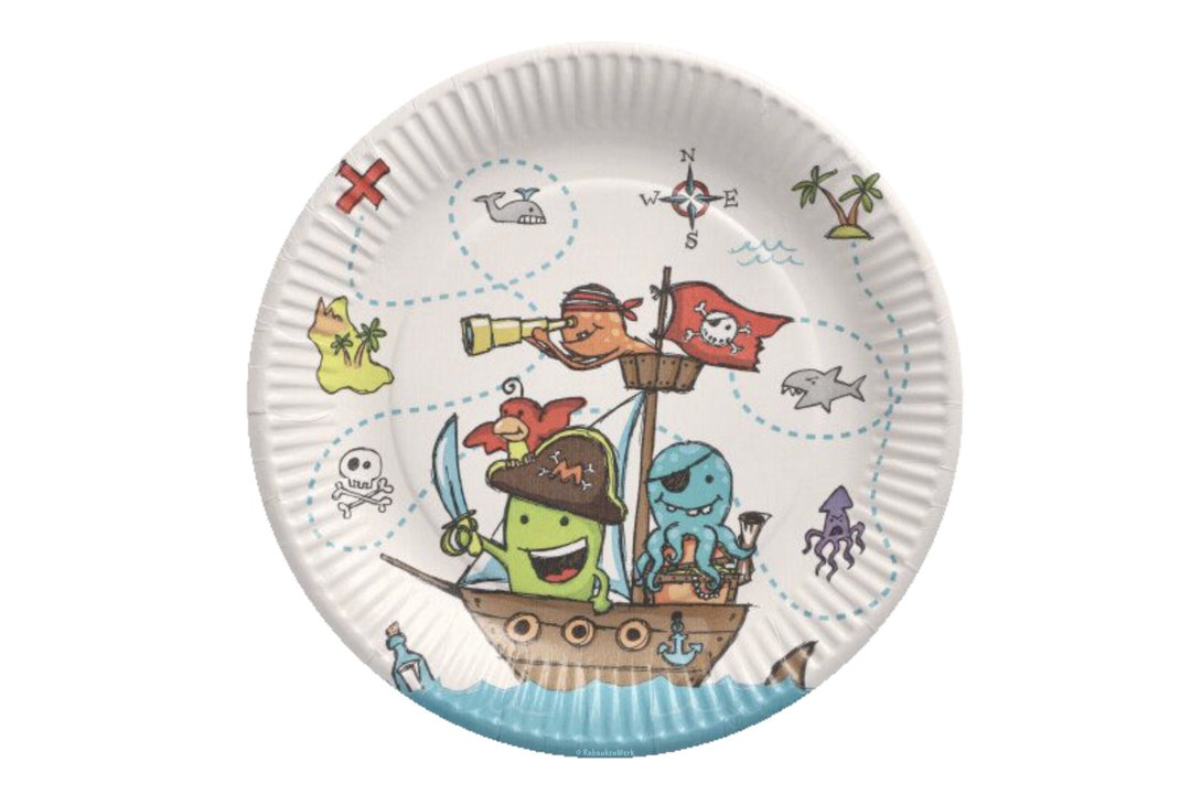 10 Paper Plates Children's Birthday Pirates, Party Tableware for ...