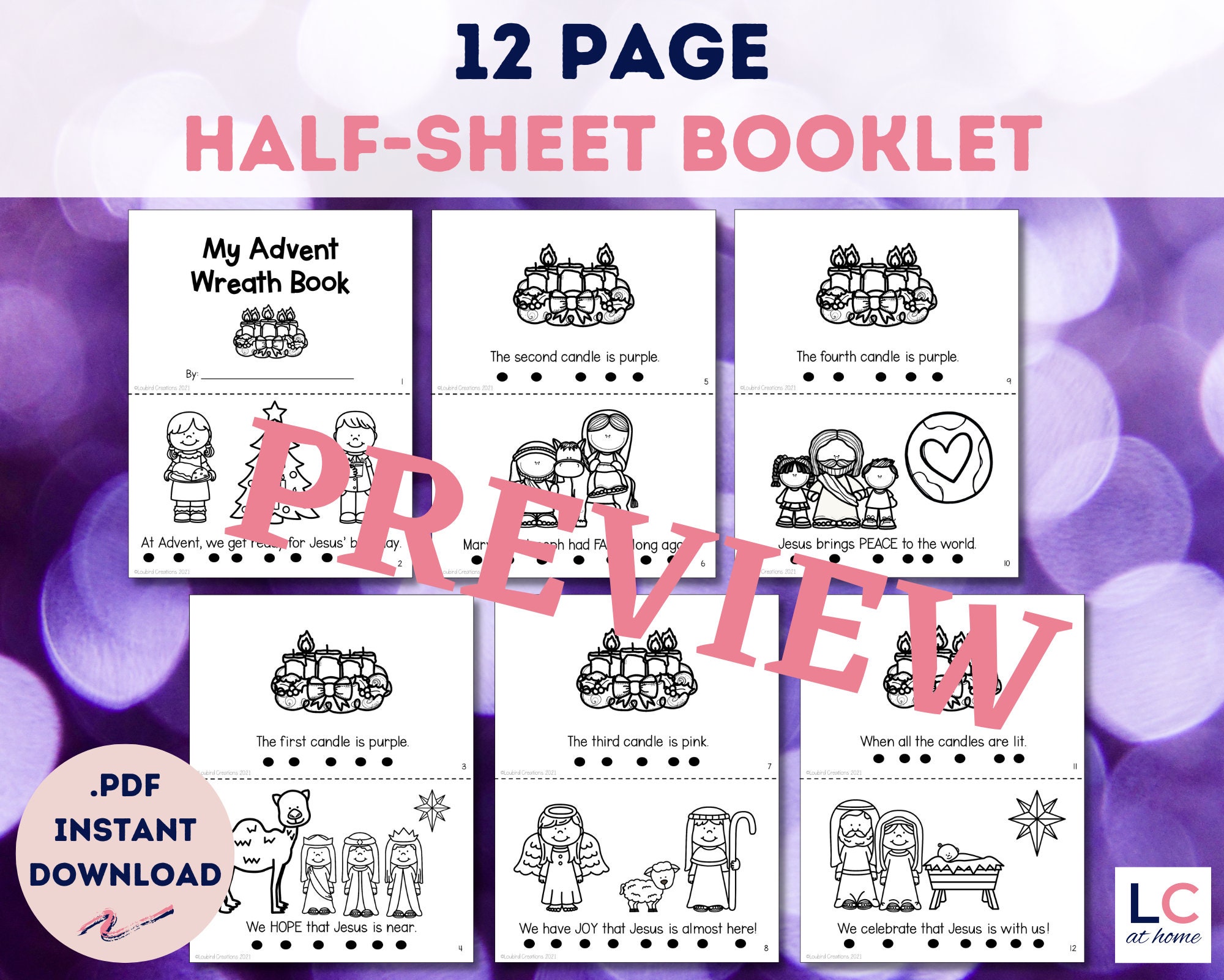 Advent Wreath Book for Young Children | Advent Craft and Coloring ...