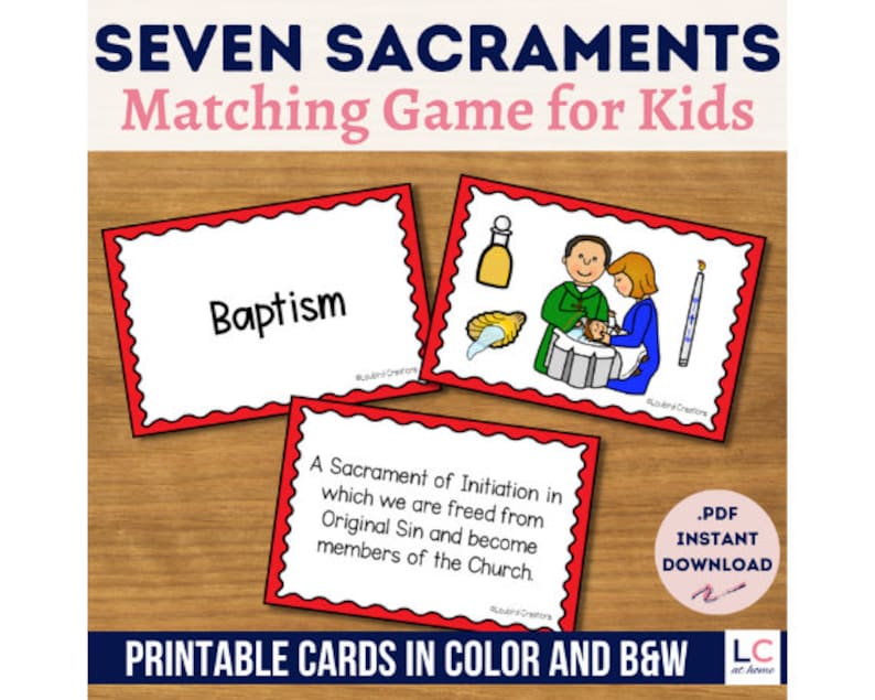 Seven Sacraments Matching Game for Catholic Kids | 7 Sacraments ...