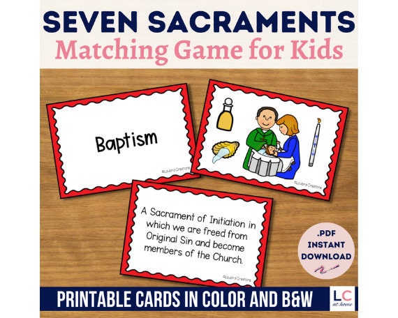Seven Sacraments Matching Game for Catholic Kids | 7 Sacraments ...