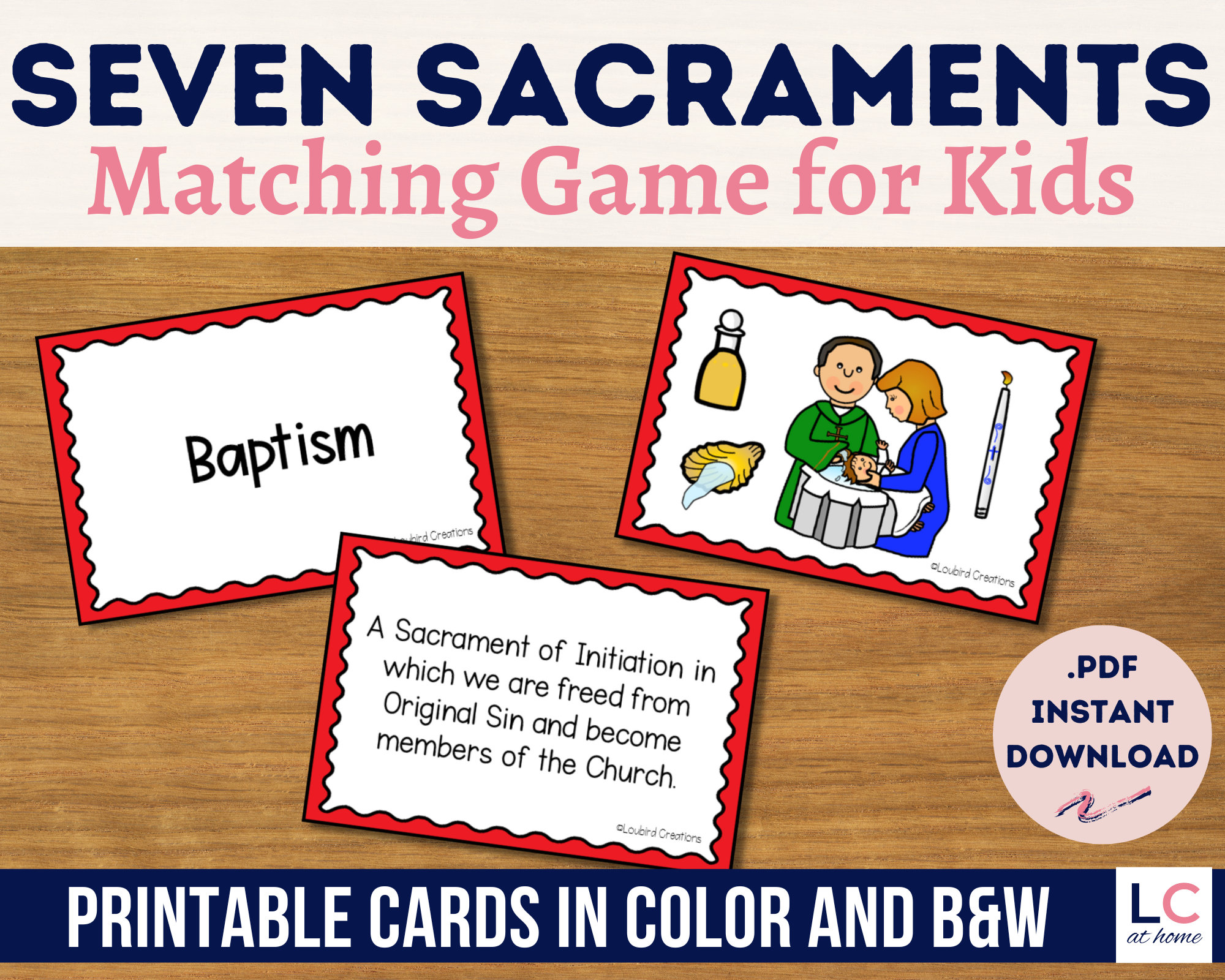 Seven Sacraments Matching Game for Catholic Kids 7 Sacraments Activity ...