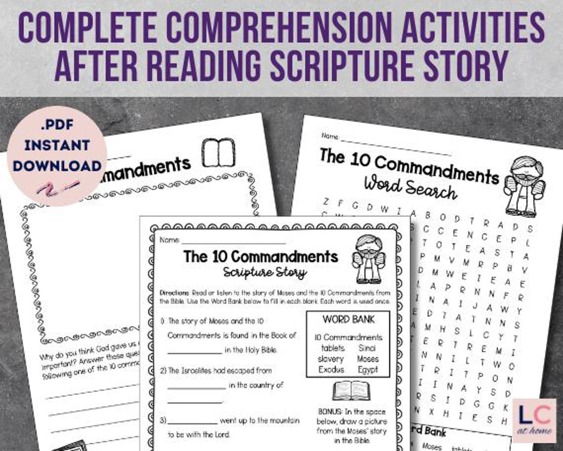 10 Commandments Matching Game | Worksheets for Catholic Kids | Sunday ...