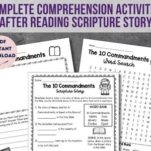 10 Commandments Matching Game | Worksheets for Catholic Kids | Sunday ...