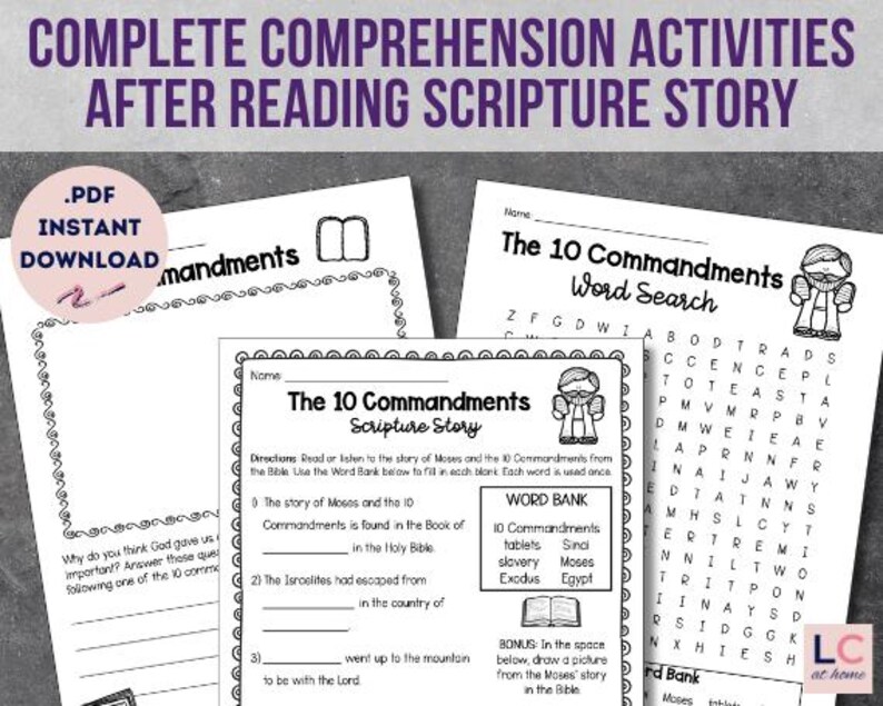 10 Commandments Matching Game | Worksheets for Catholic Kids | Sunday ...
