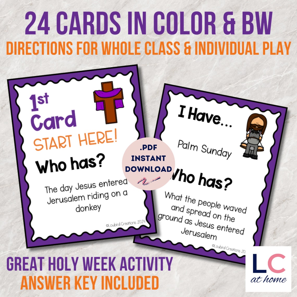 Holy Week Catholic Scripture Trivia Game for Kids | Palm Sunday | Holy ...