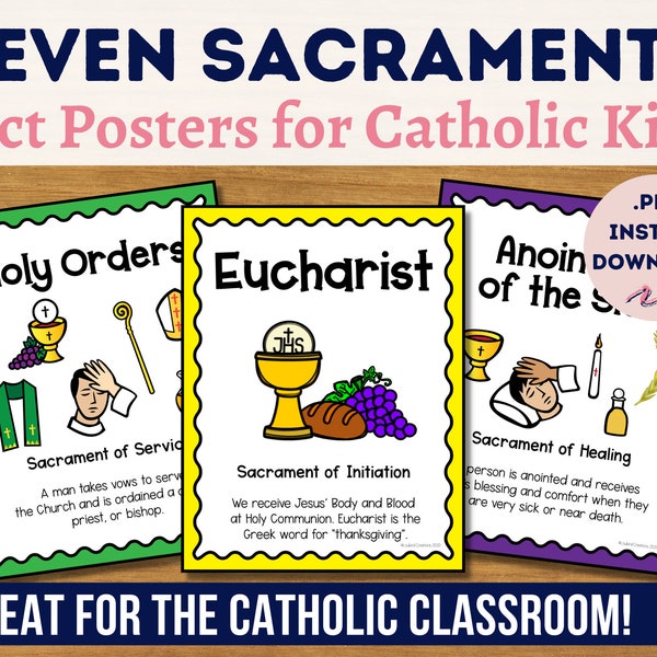 7 sacraments display posters | seven sacraments of the catholic - Etsy.de