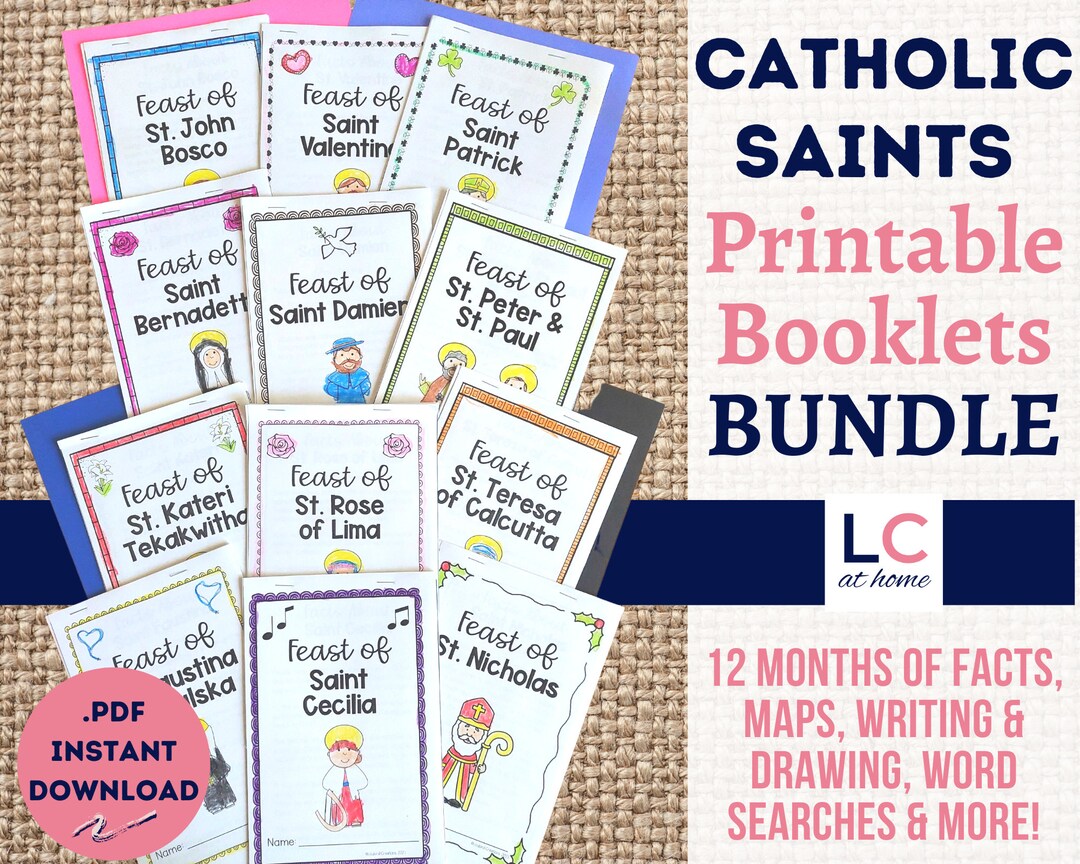 Catholic Saints Printable Booklets for Kids Monthly Saint Studies ...