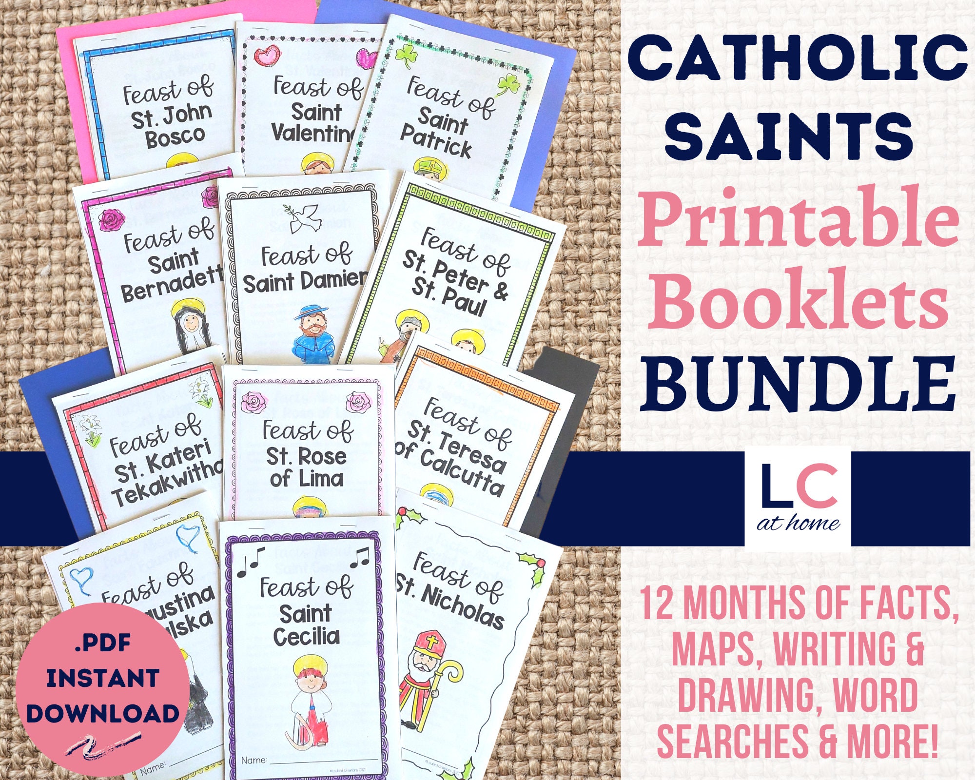 Catholic Saints Printable Booklets for Kids Monthly Saint Studies ...