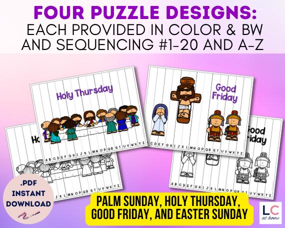 Holy Week Sequencing Puzzles for Kids | Easter Coloring Activity ...