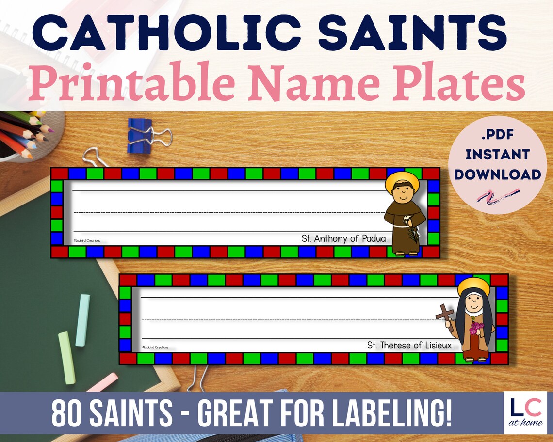Catholic Saint Name Plates Back to School Name Tags - Etsy