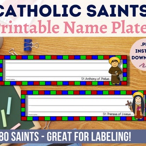 Catholic Saint Name Plates Back to School Name Tags - Etsy