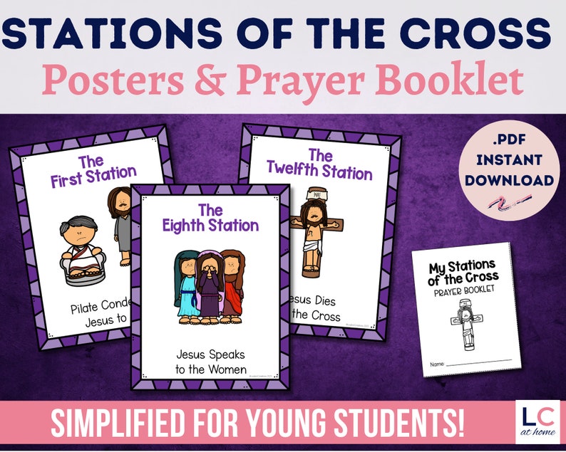 Stations of the Cross Poster and Prayer Booklet for Catholic Kids Lent ...