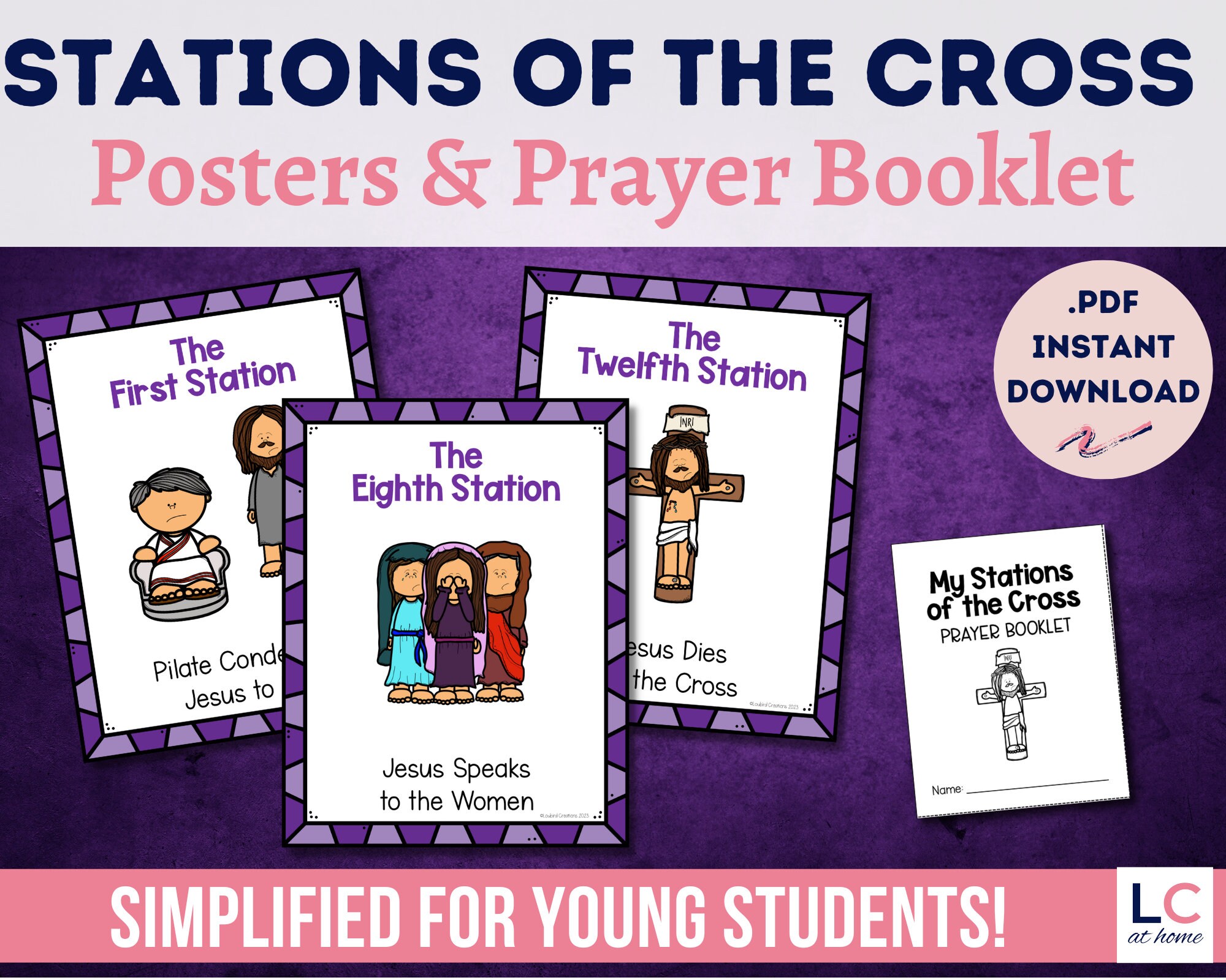 Stations of the Cross Poster and Prayer Booklet for Catholic Kids Lent ...