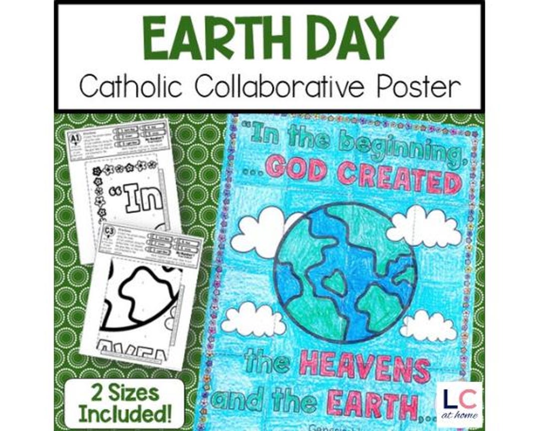Earth Day Catholic Coloring Project | Christian Collaborative Poster ...
