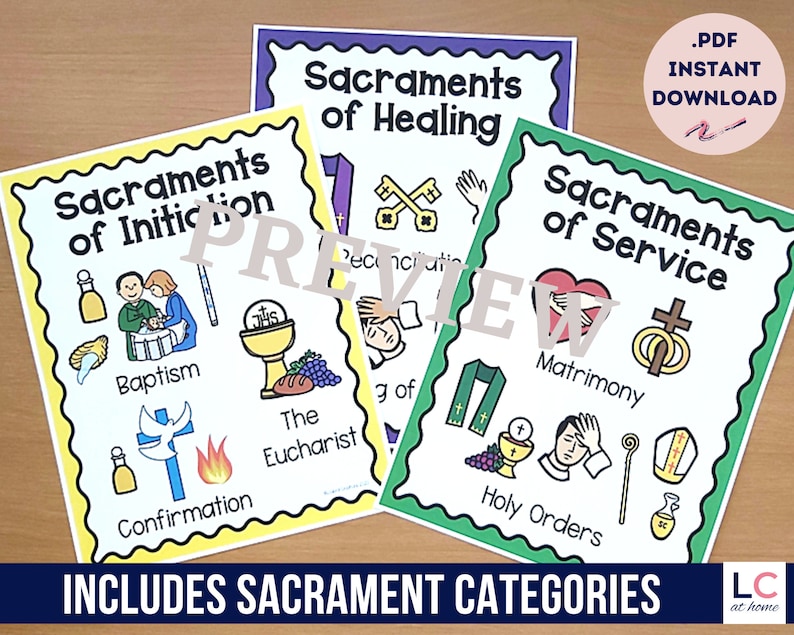 7 Sacraments Display Posters | Seven Sacraments of the Catholic Church ...