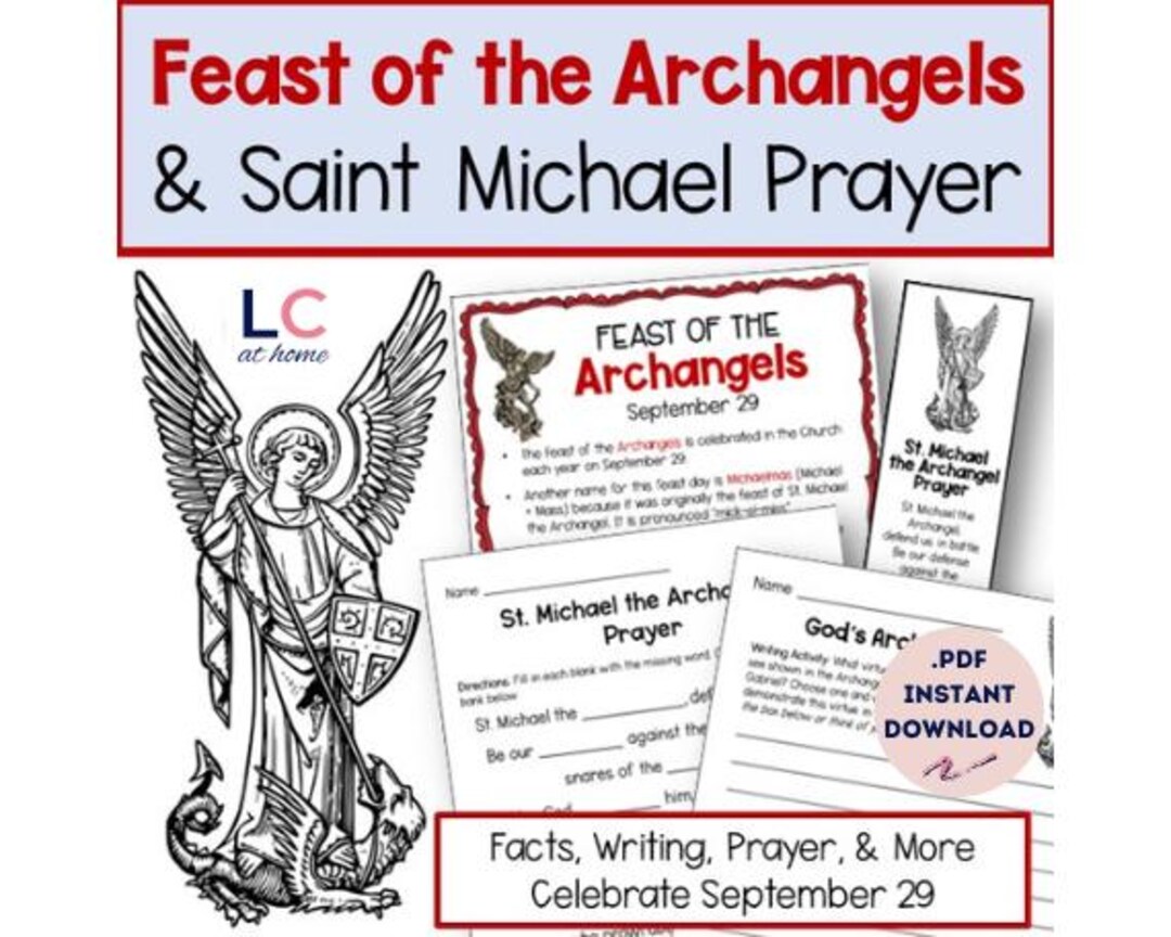 Feast of the Archangels | Saint Michael Prayer Activities for Catholic ...