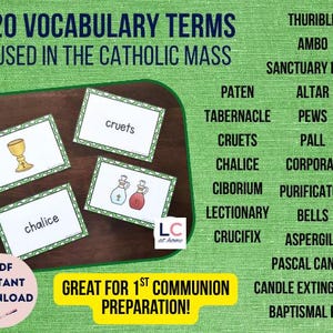 Catholic Mass Vocabulary Matching Memory Game for Kids | Sunday School ...