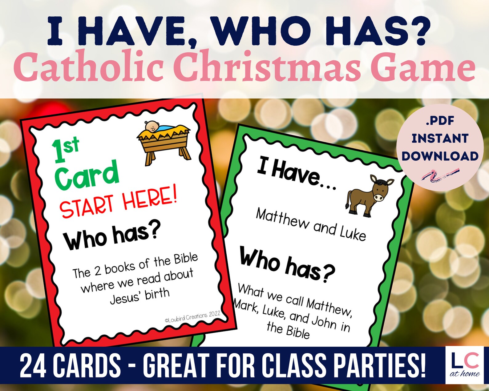 Christmas I Have Who Has Printable Game for Catholic Kids Scripture ...