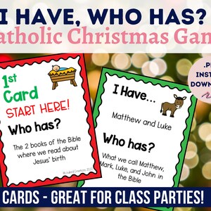 Christmas I Have Who Has Printable Game for Catholic Kids Scripture ...