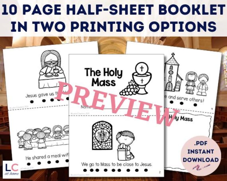 Holy Mass Printable Booklet for Catholic Kids | Church Activities ...