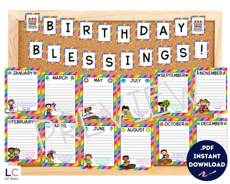 Birthday Blessings Catholic Bulletin Board Set Back to - Etsy