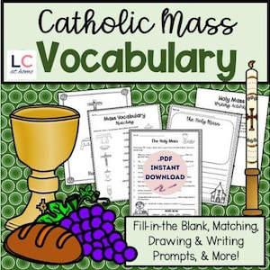 Catholic Mass Vocabulary Activities | First Communion Worksheets ...