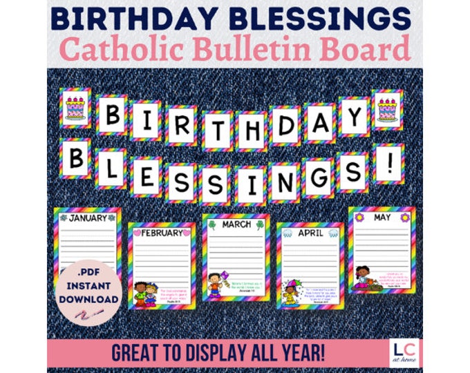 Birthday Blessings Catholic Bulletin Board Set | Back to School ...