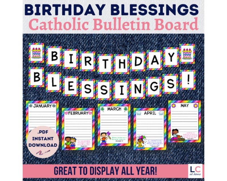 Birthday Blessings Catholic Bulletin Board Set | Back to School ...