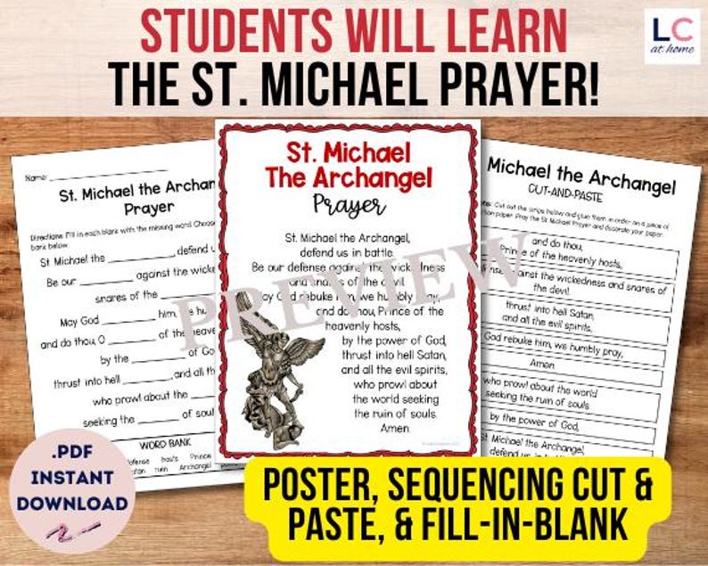 Feast of the Archangels | Saint Michael Prayer Activities for Catholic ...