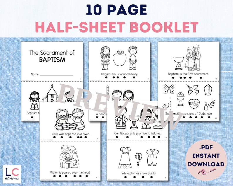 Catholic Baptism Easy Reader | Seven Sacraments Activities for Kids ...