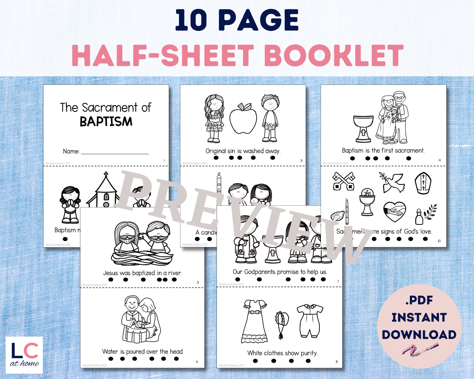 Catholic Baptism Easy Reader | Seven Sacraments Activities for Kids ...