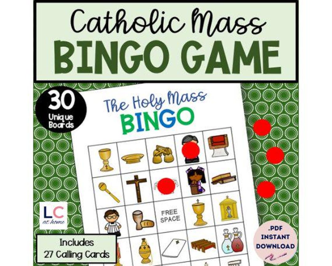 Catholic Mass Vocabulary Bingo Game for Kids | First Communion Prep ...