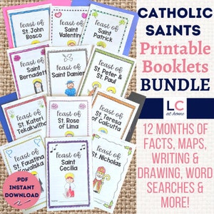 Catholic Saints Printable Booklets for Kids | Monthly Saint Studies ...