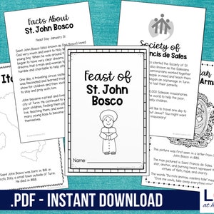 Saint John Bosco Printable Activity Booklet for Catholic Kids | St ...