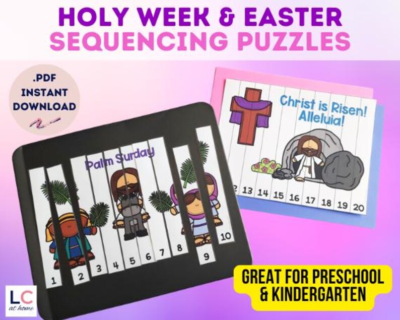 Holy Week Sequencing Puzzles for Kids | Easter Coloring Activity | Preschool Kindergarten 1st ...
